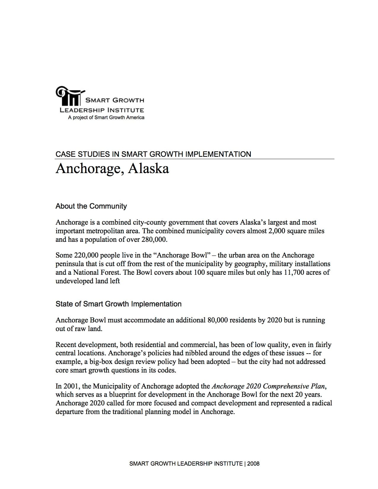 Case Studies in Smart Growth Implementation: Anchorage, Alaska - Smart ...