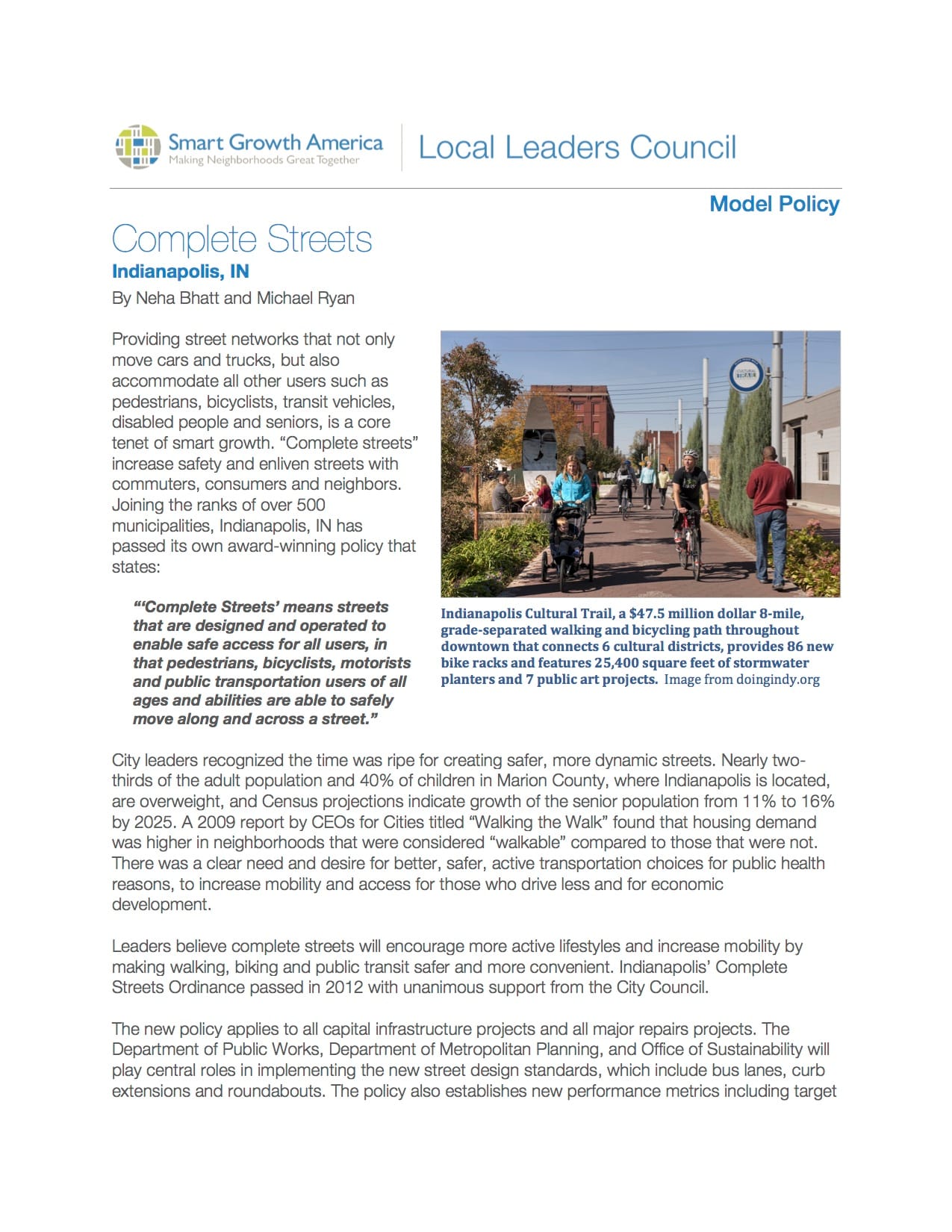 Complete Streets | Indianapolis, IN - Smart Growth America