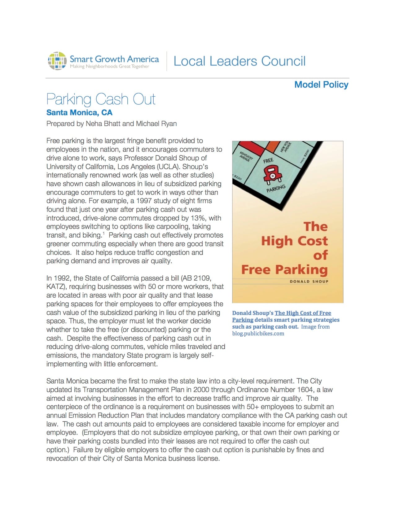 Parking Cash Out | Santa Monica, CA - Smart Growth America